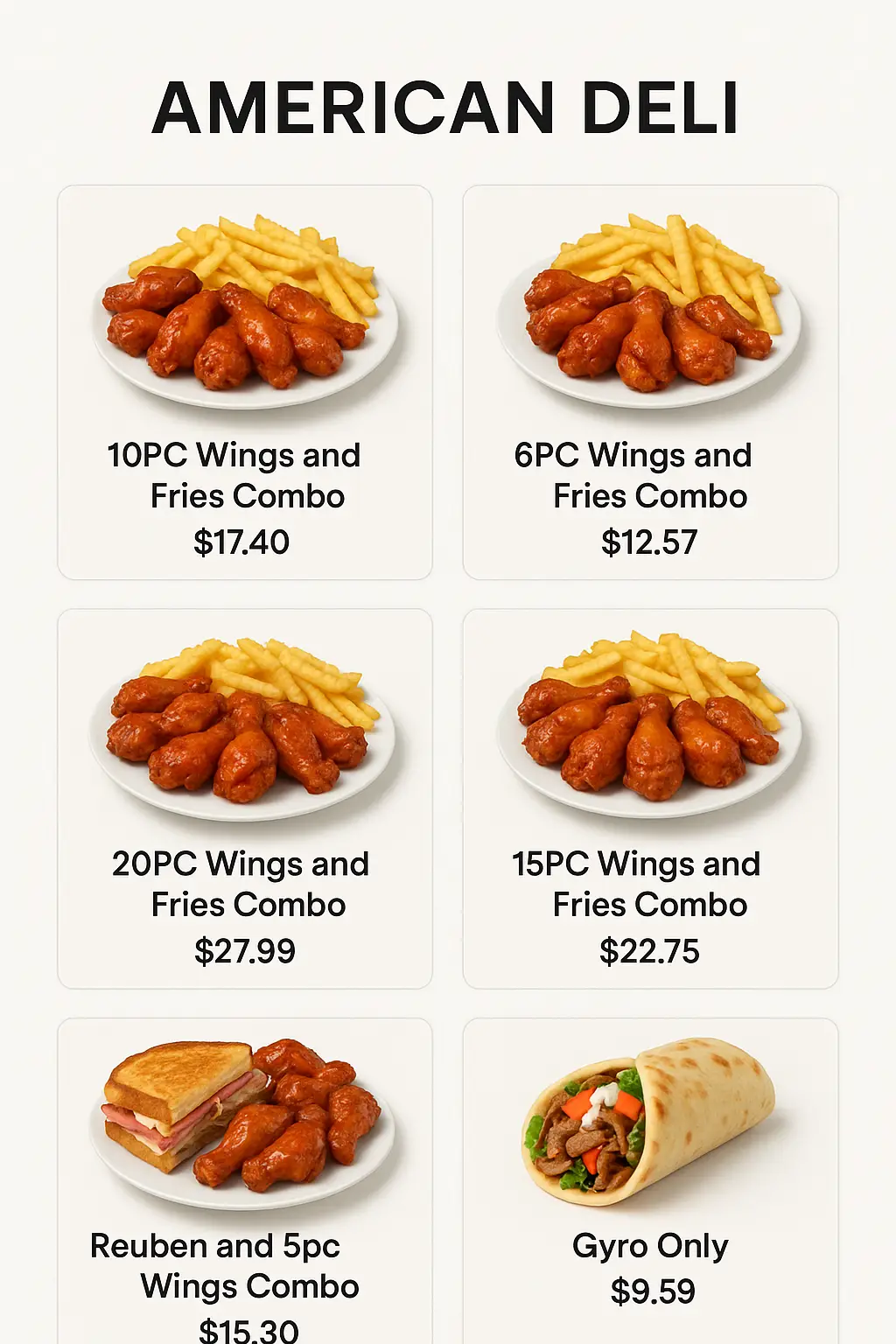 American Deli Menu Prices - PriceListo