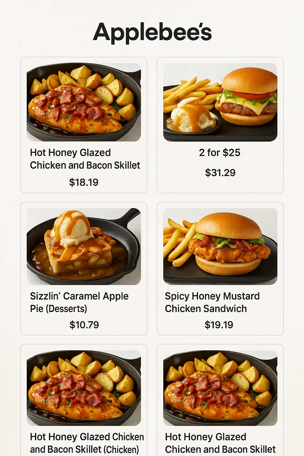 Applebee's Menu Prices - PriceListo