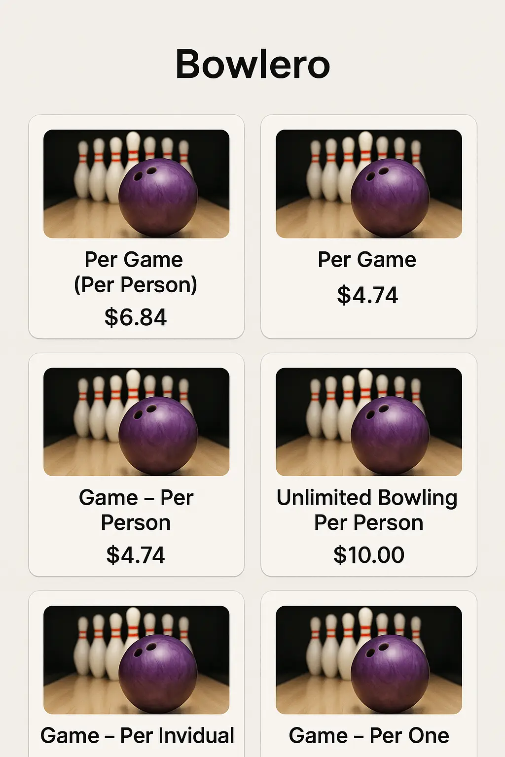Bowlero Prices - PriceListo