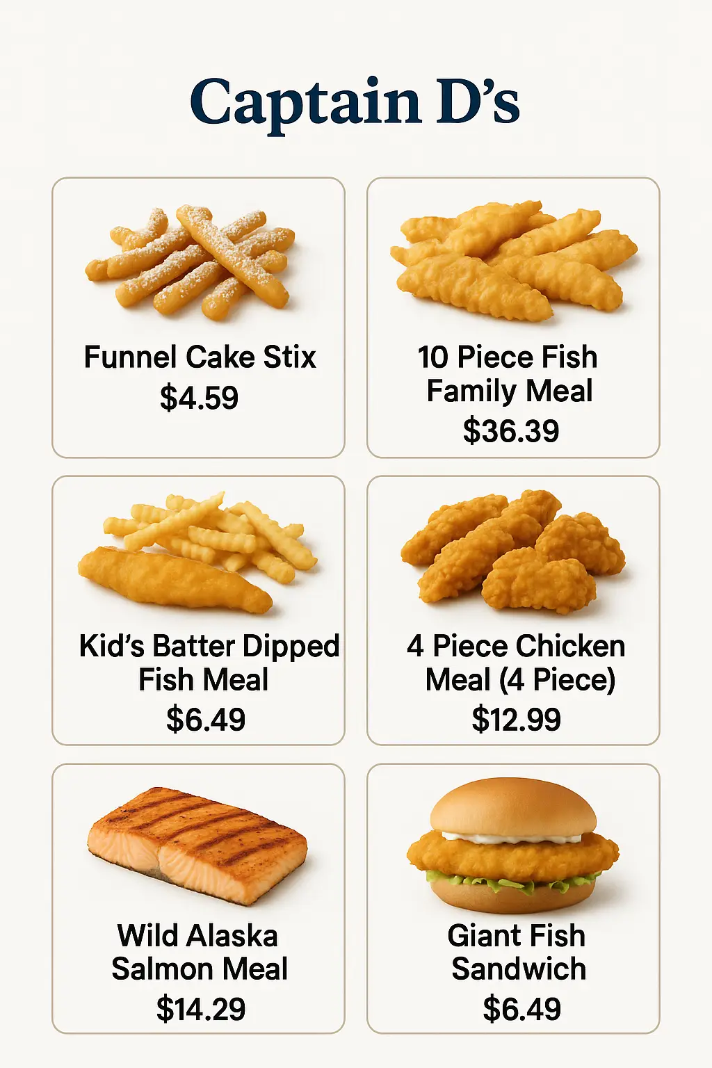 Captain D's Menu Prices - PriceListo