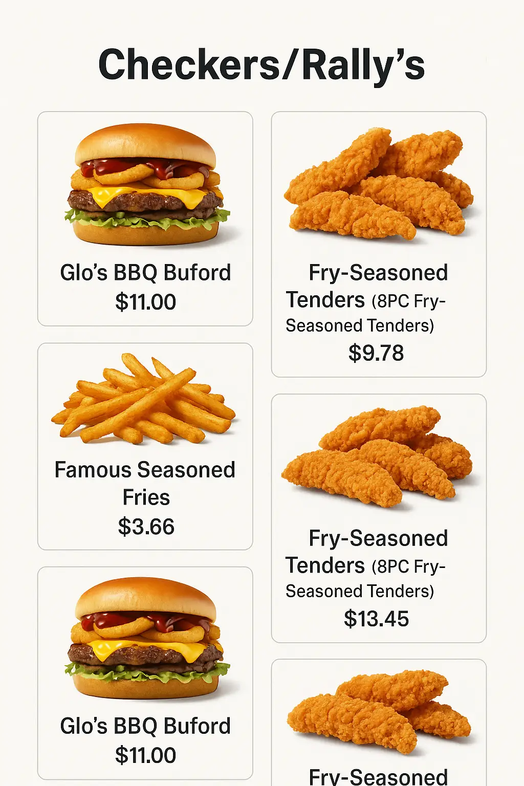 Checkers/Rally's Menu Prices - PriceListo
