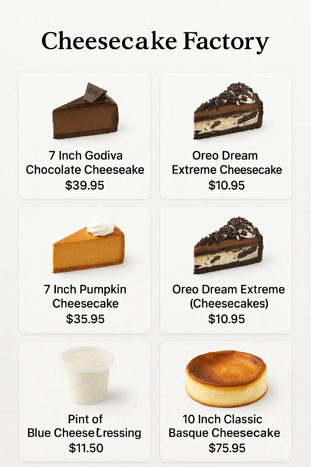Cheesecake Factory Menu Prices - PriceListo