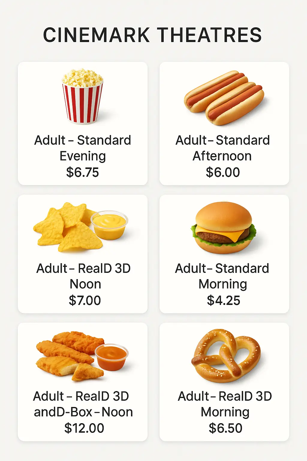 Cinemark Theatres Ticket Prices - PriceListo