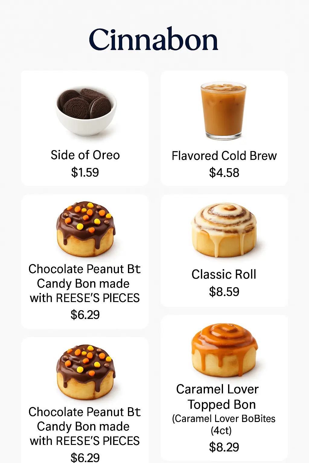 Cinnabon Menu Prices - PriceListo
