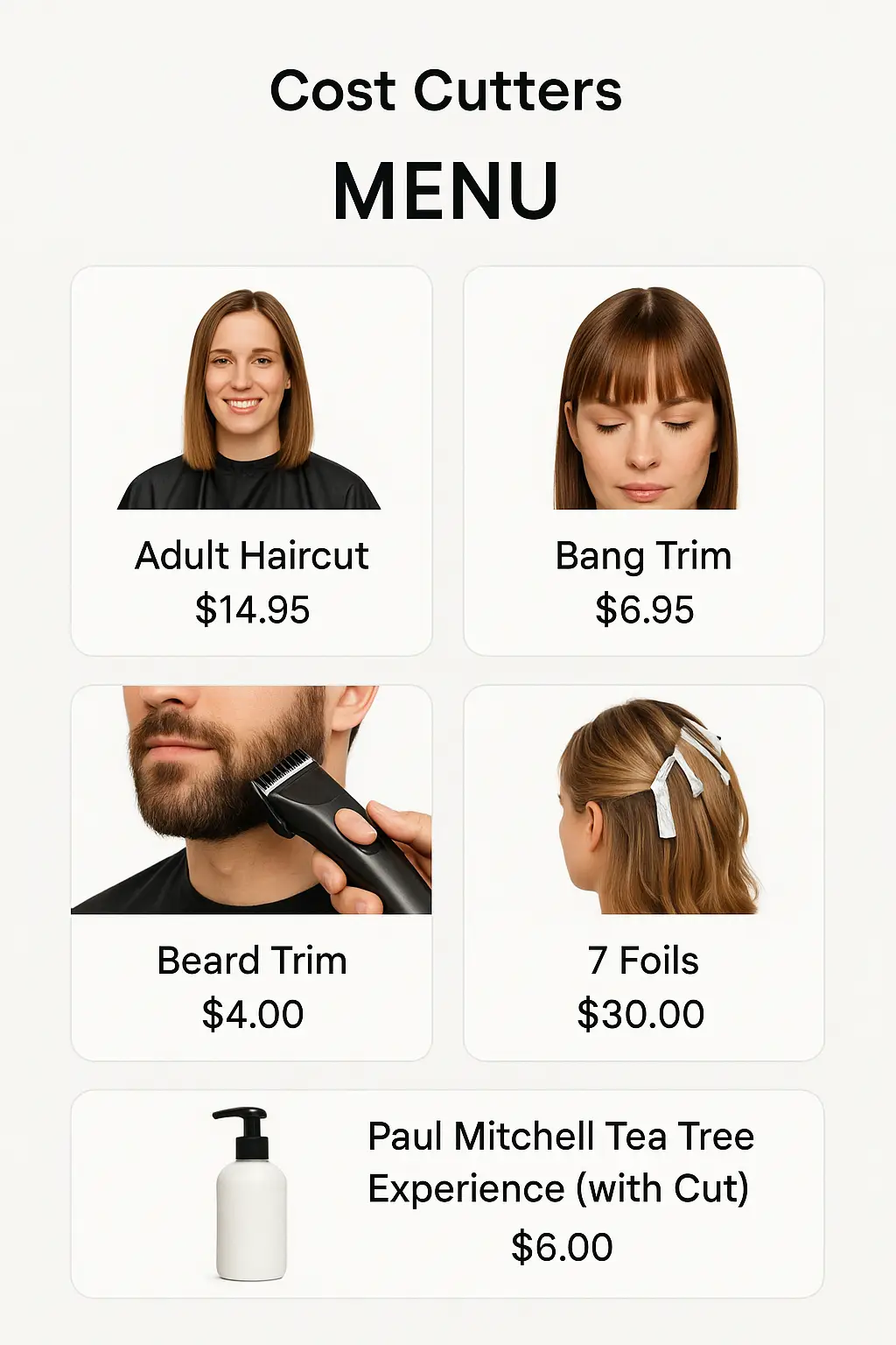 Cost Cutters Prices - PriceListo