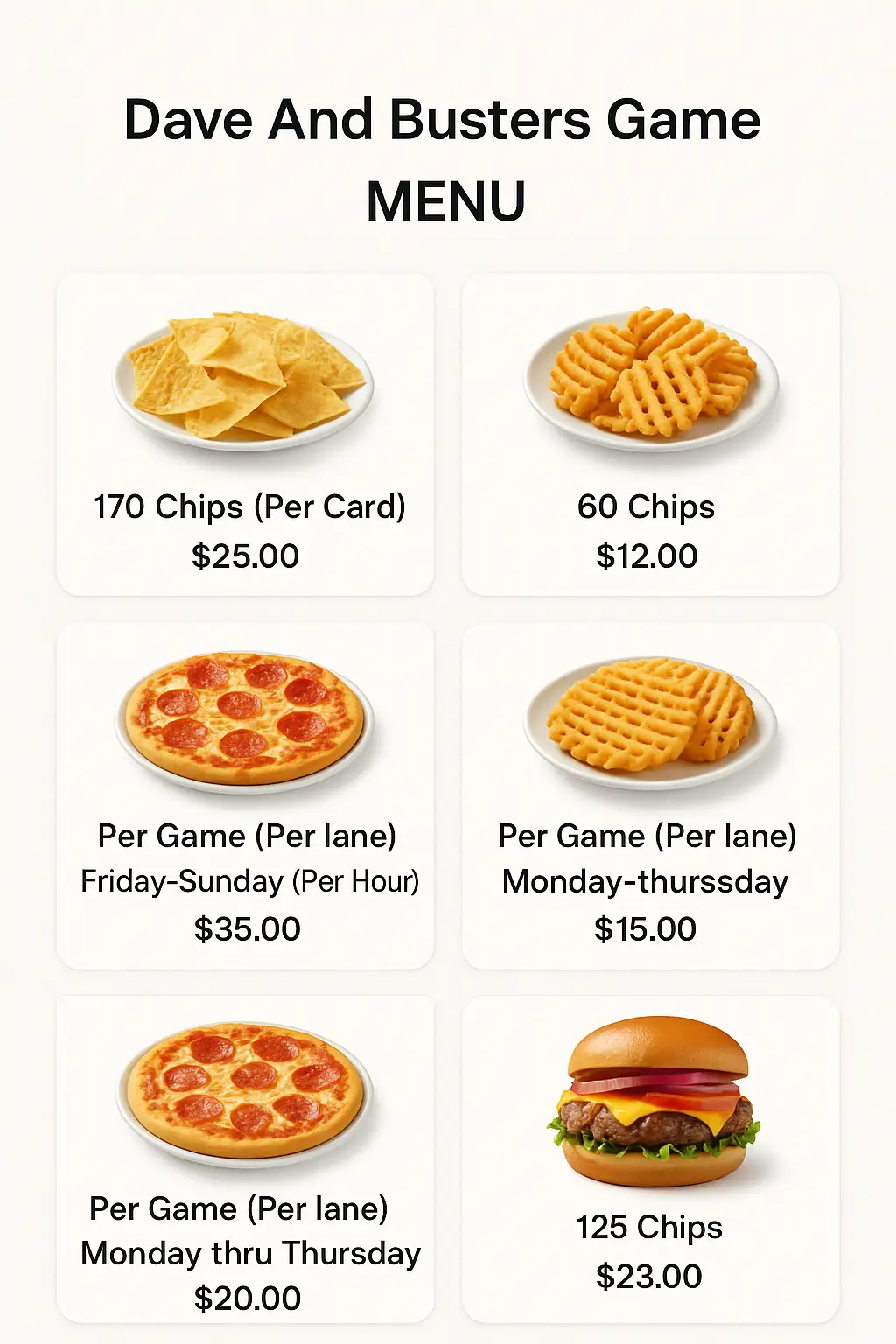 Dave And Busters Game Prices - PriceListo