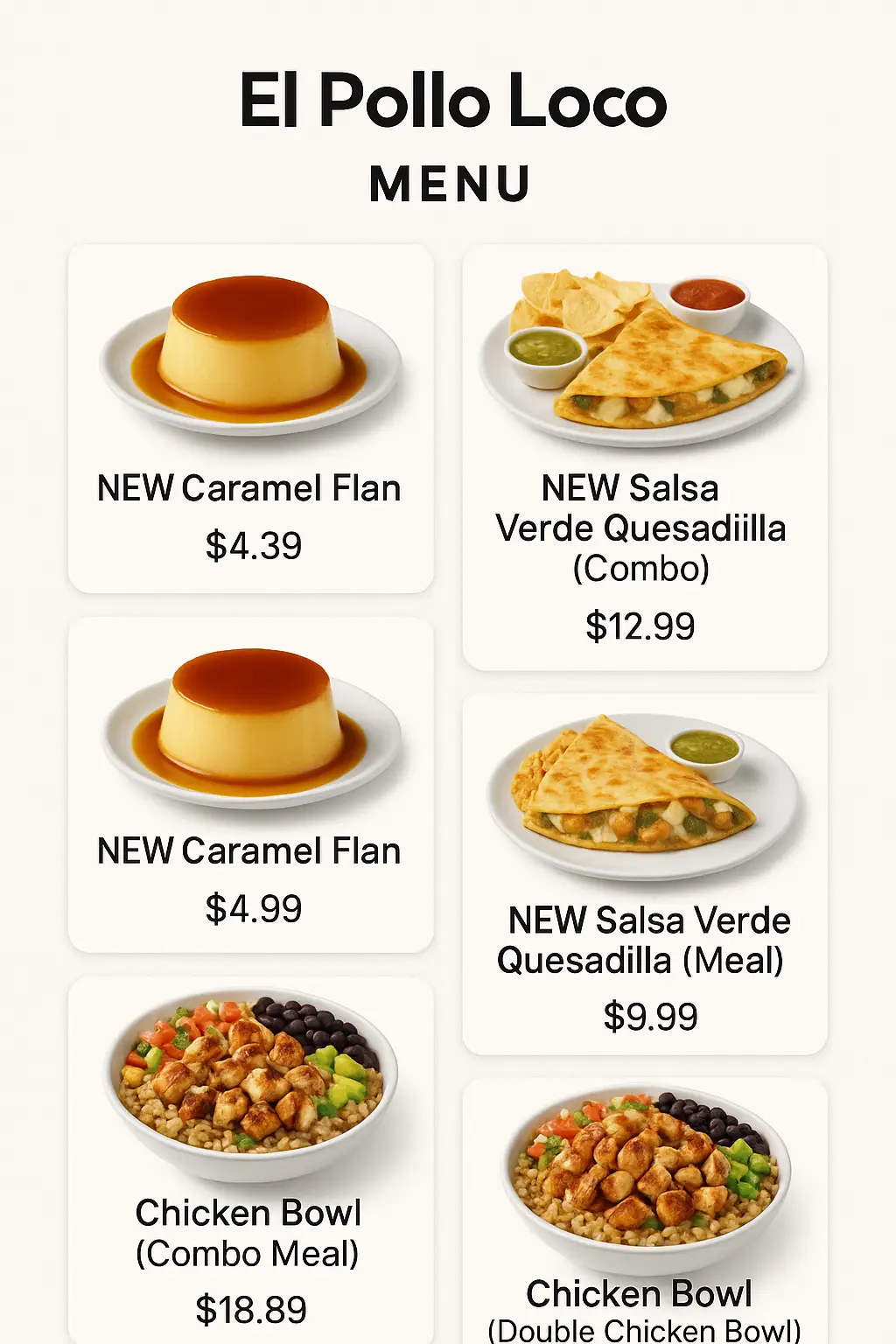 El Pollo Loco Menu Prices - PriceListo