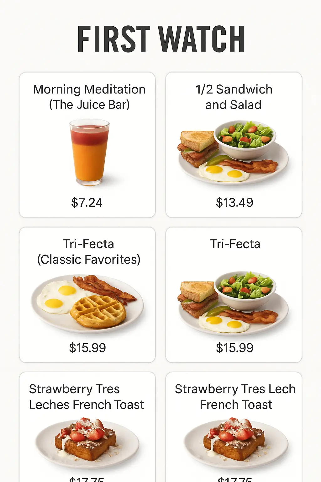 First Watch Menu Prices - PriceListo