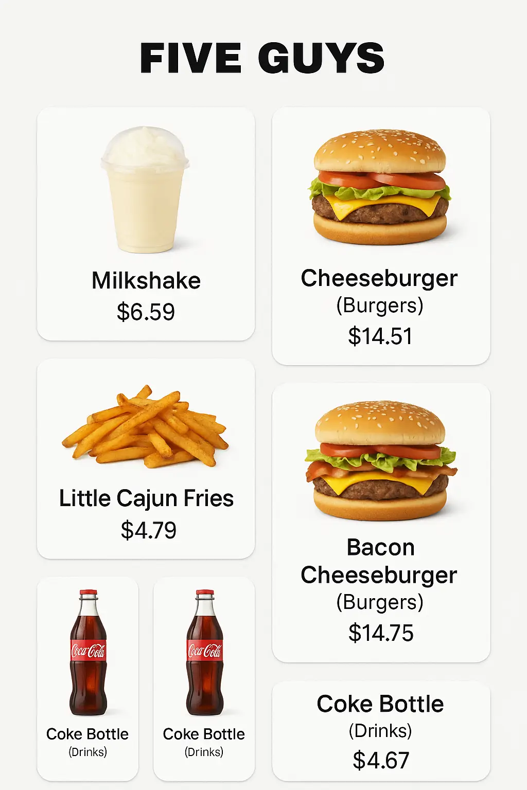 Five Guys Menu Prices - PriceListo