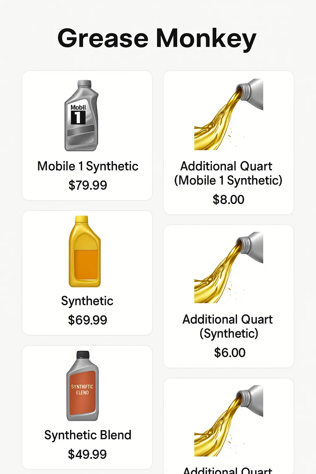 Grease Monkey Prices - PriceListo
