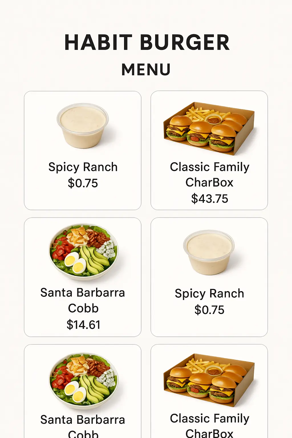 Habit Burger Menu Prices - PriceListo