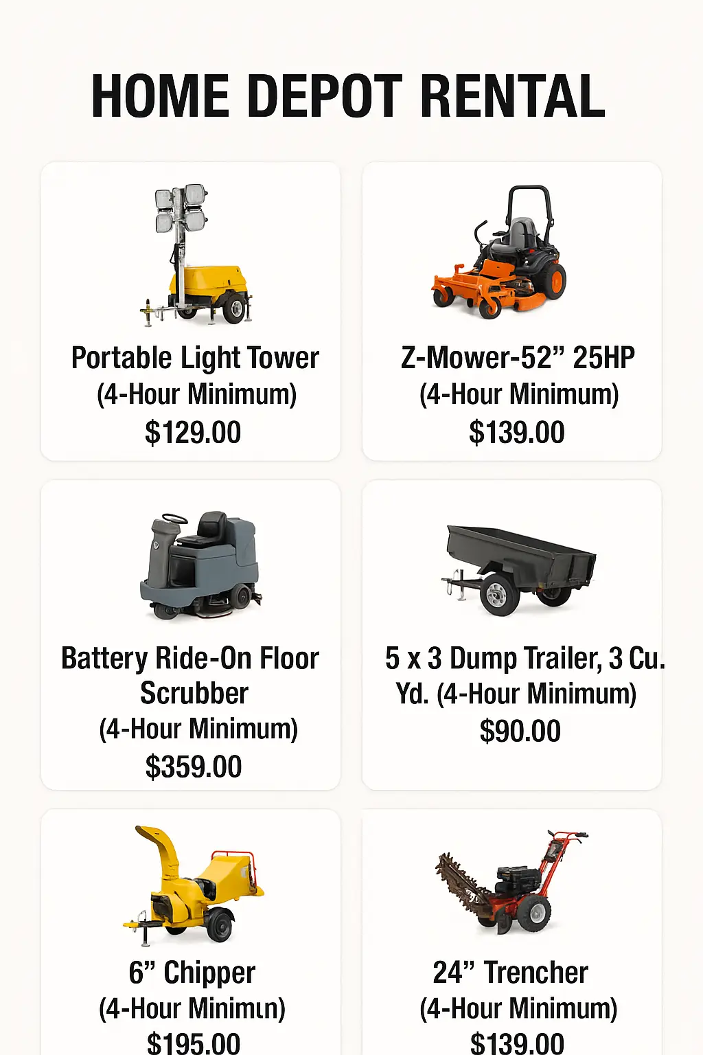 Home Depot Rental Prices - PriceListo