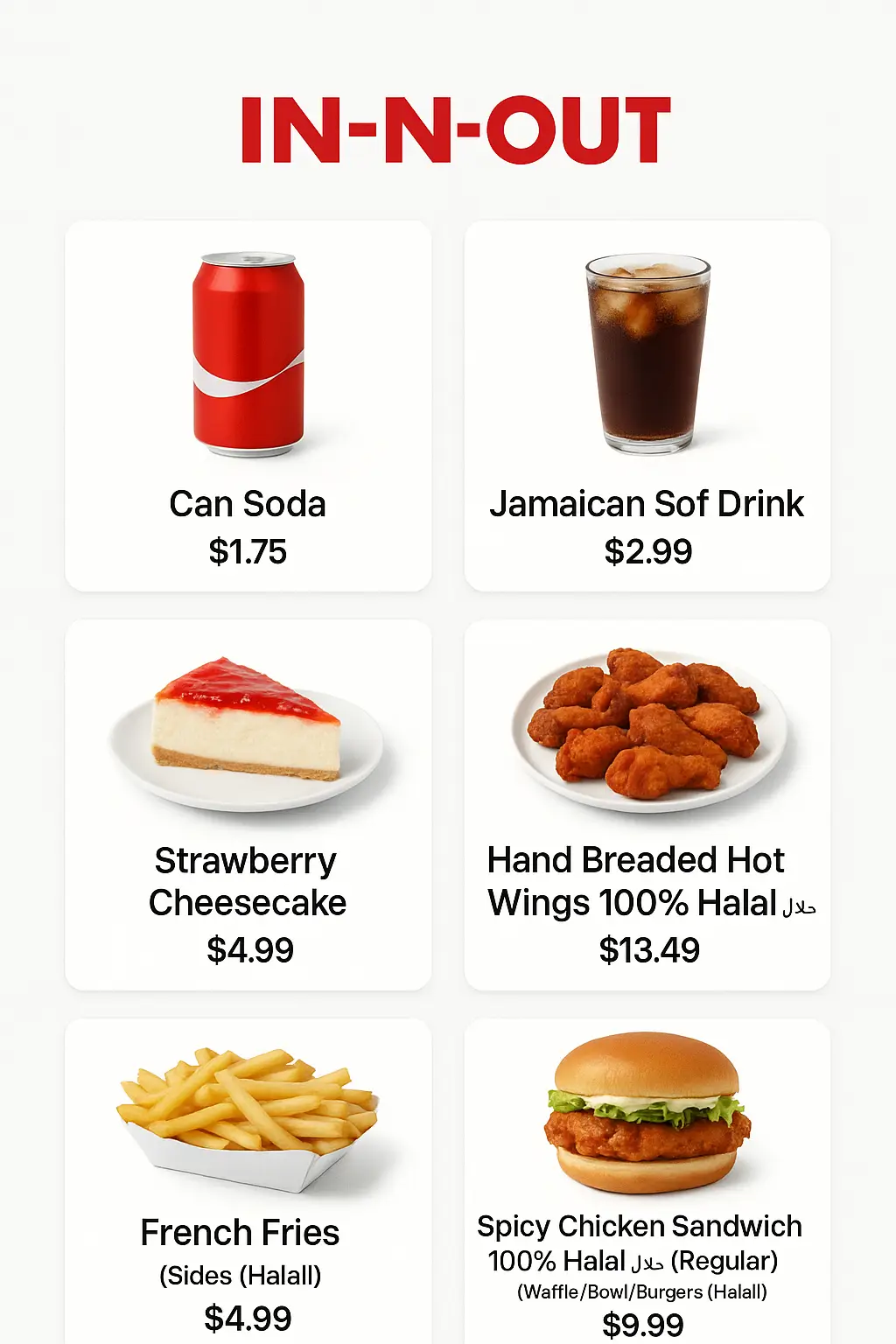 In-N-Out Menu Prices - PriceListo