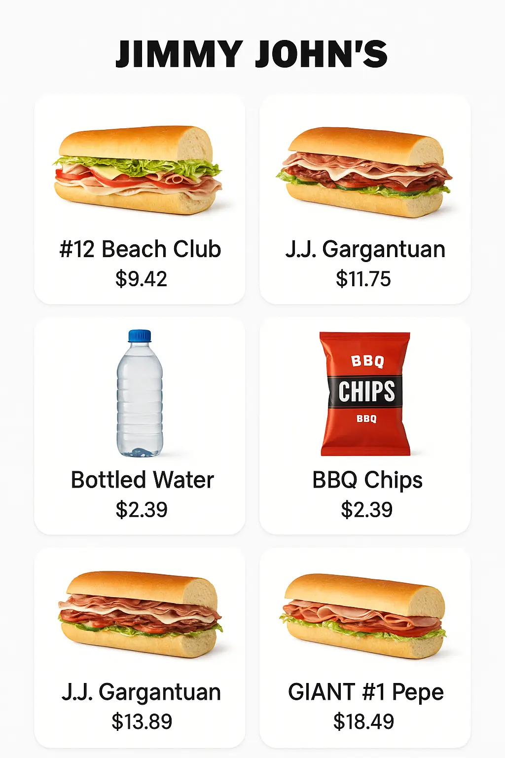 Jimmy John's Menu Prices - PriceListo