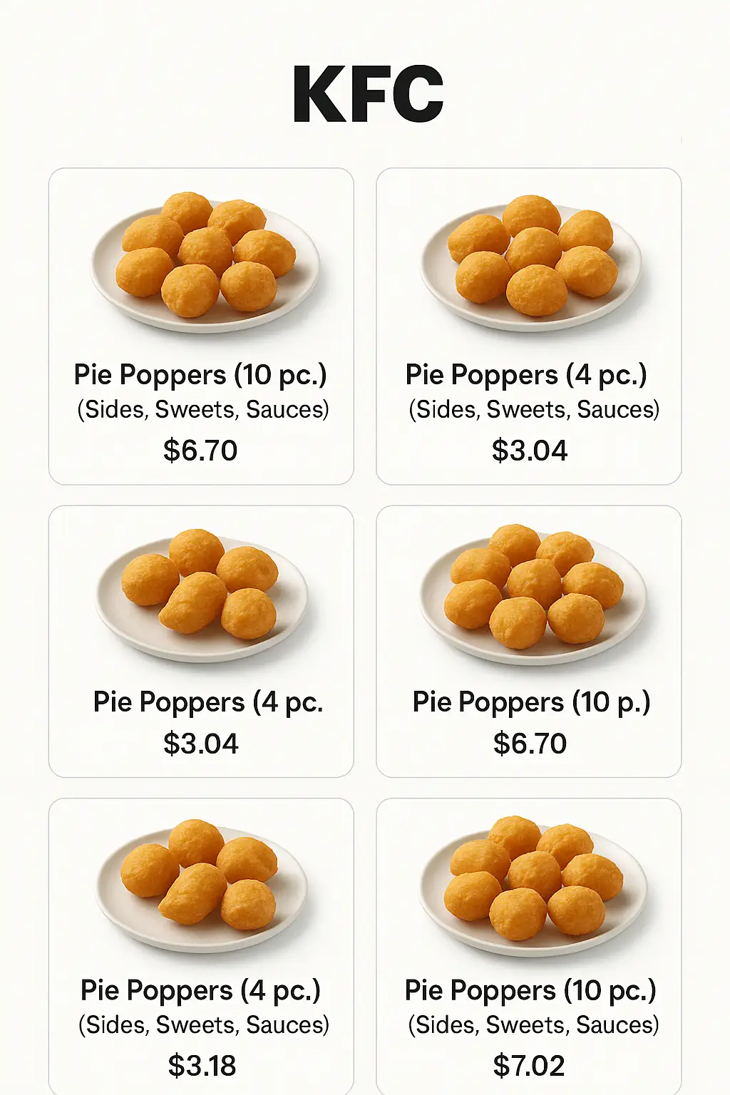 KFC Menu Prices - PriceListo