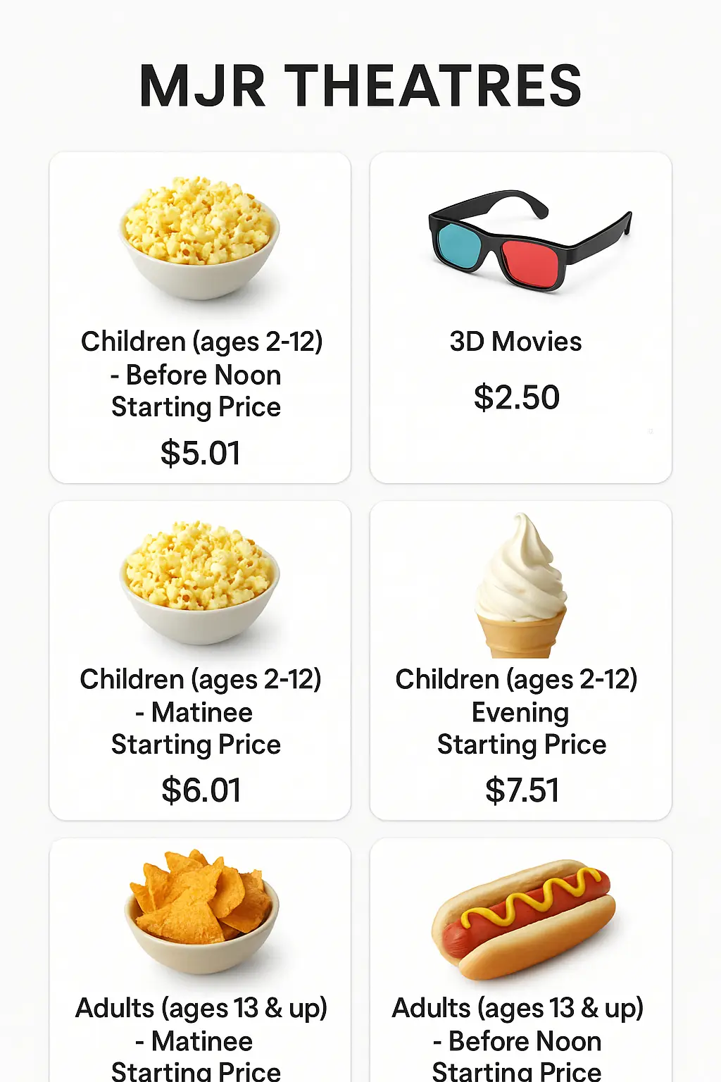 MJR Theatres Ticket Prices - PriceListo