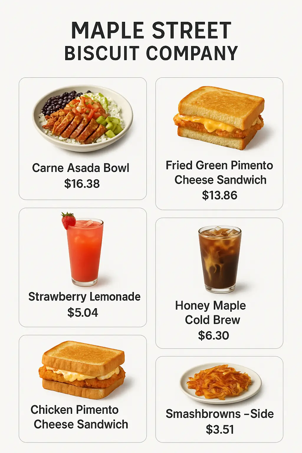 Maple Street Biscuit Company Menu Prices - PriceListo