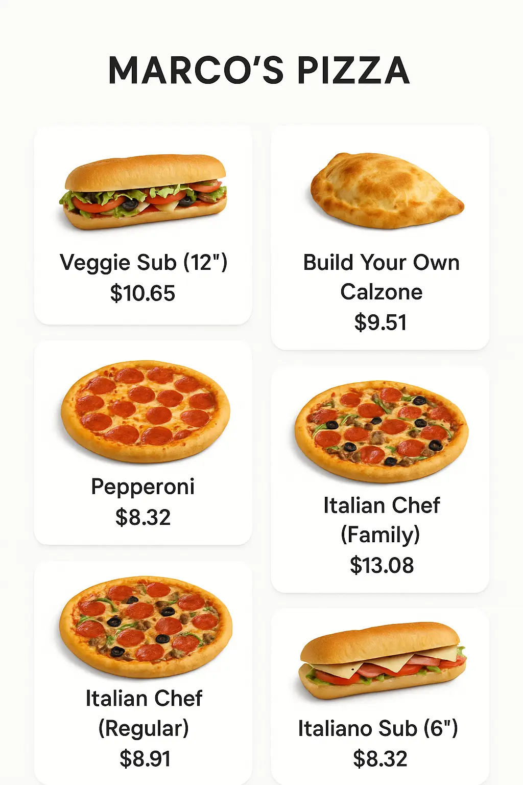 Marco's Pizza Menu Prices - PriceListo