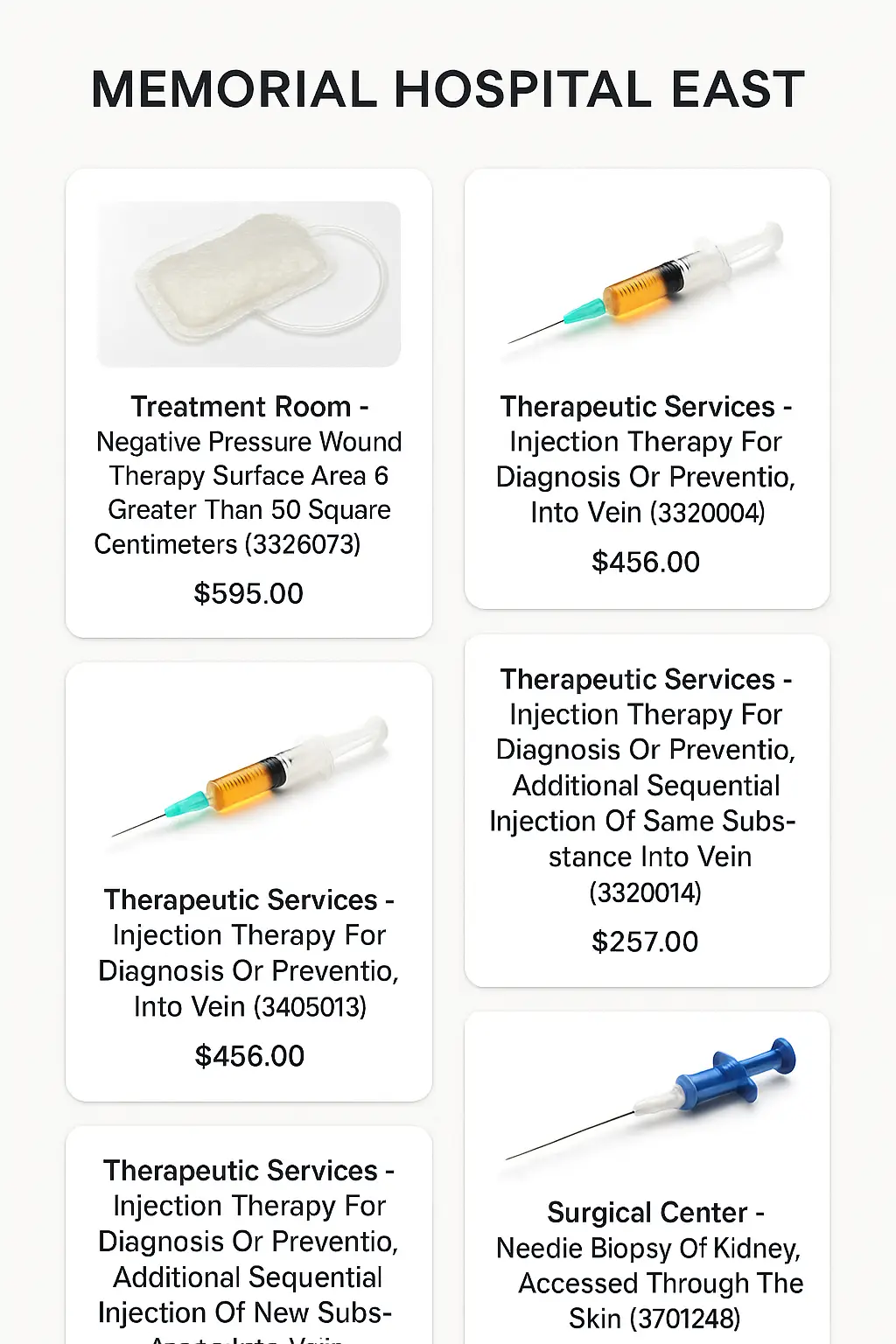 Memorial Hospital East Prices - PriceListo