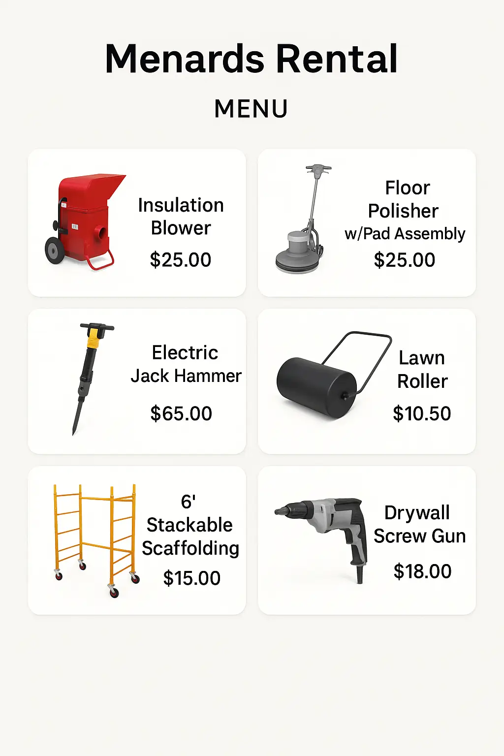 Menards Rental Prices - PriceListo