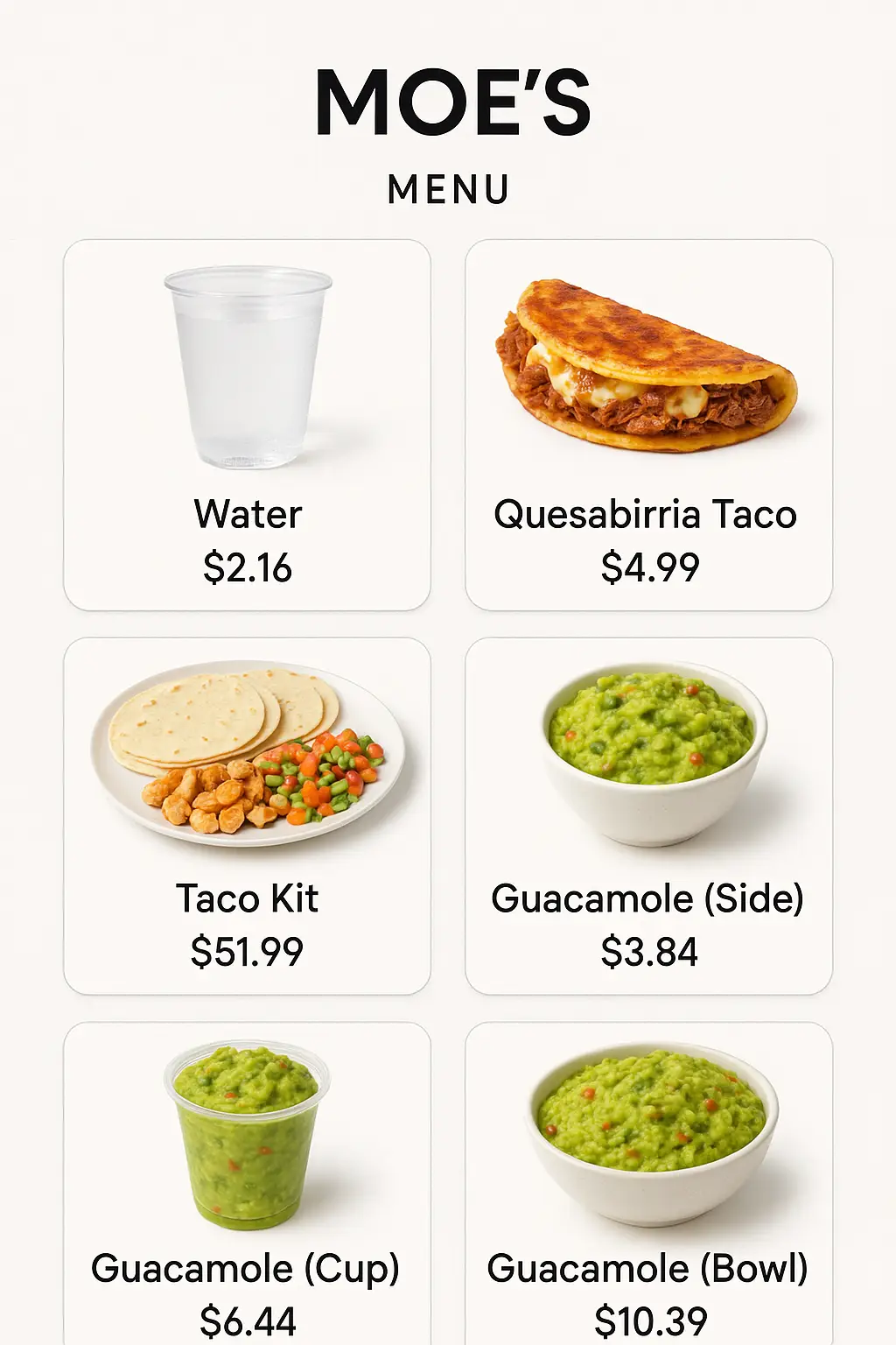 Moe's Menu Prices - PriceListo