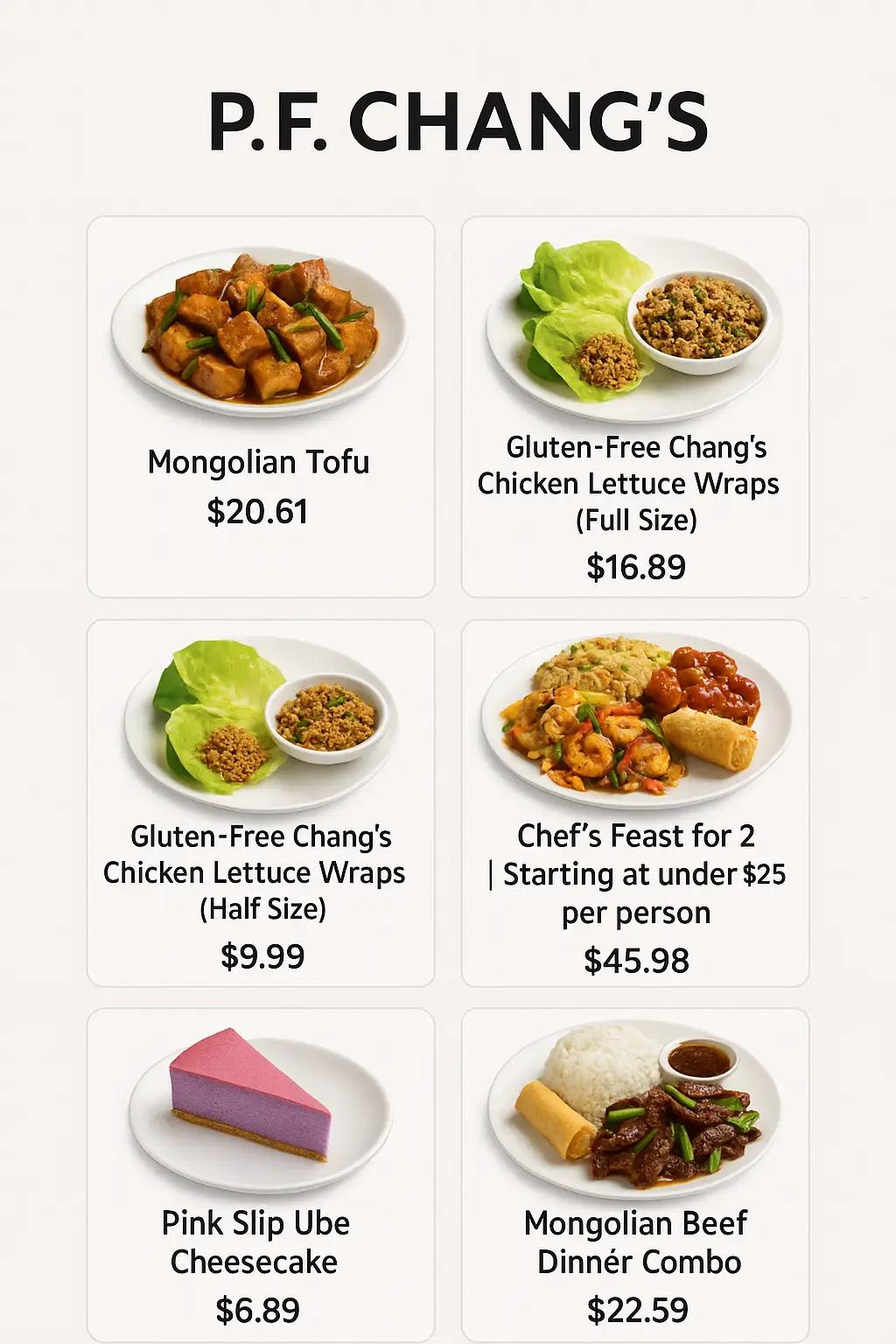 P.F. Chang's Menu Prices - PriceListo