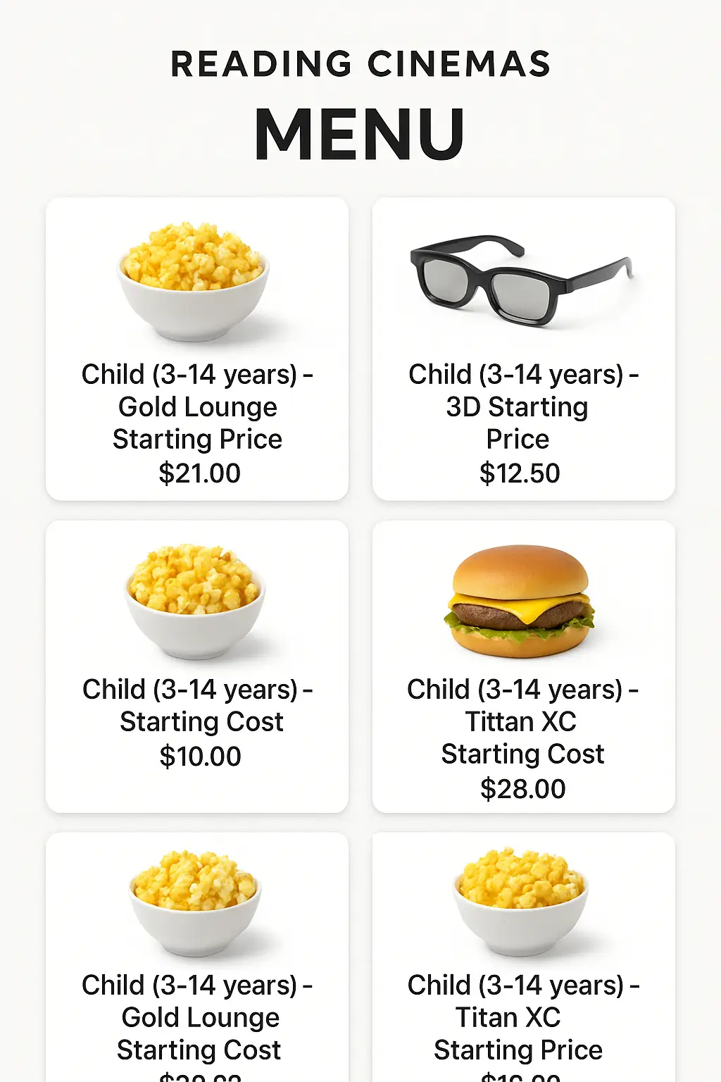 Reading Cinemas Ticket Prices - PriceListo