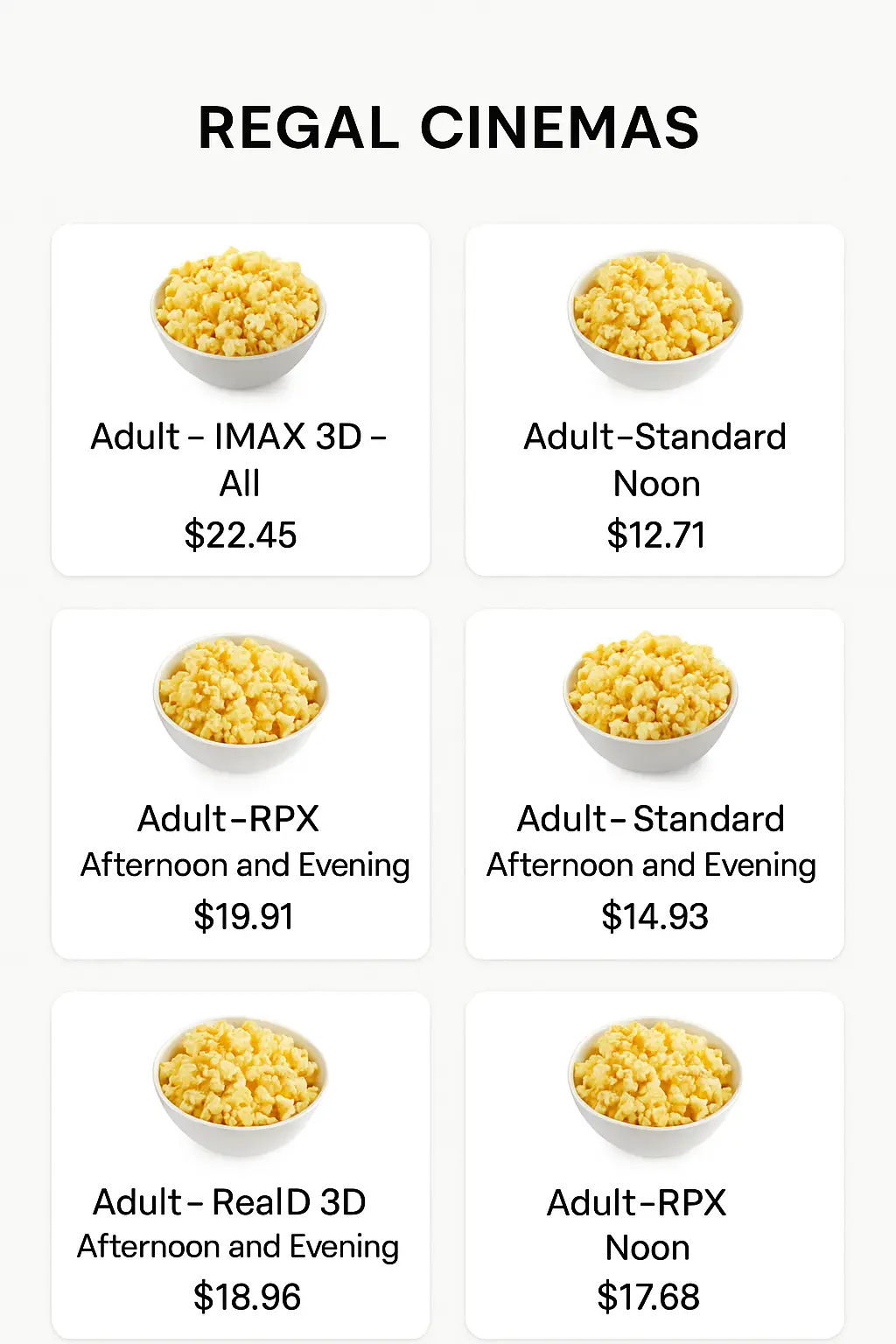 Regal Cinemas Ticket Prices - PriceListo