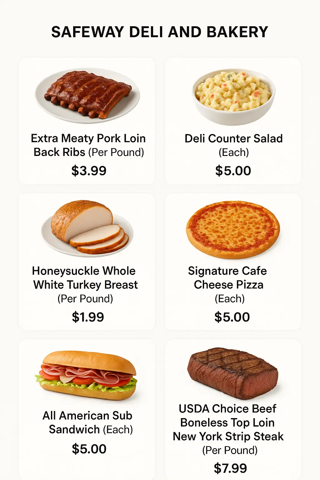 Safeway Deli and Bakery Prices - PriceListo