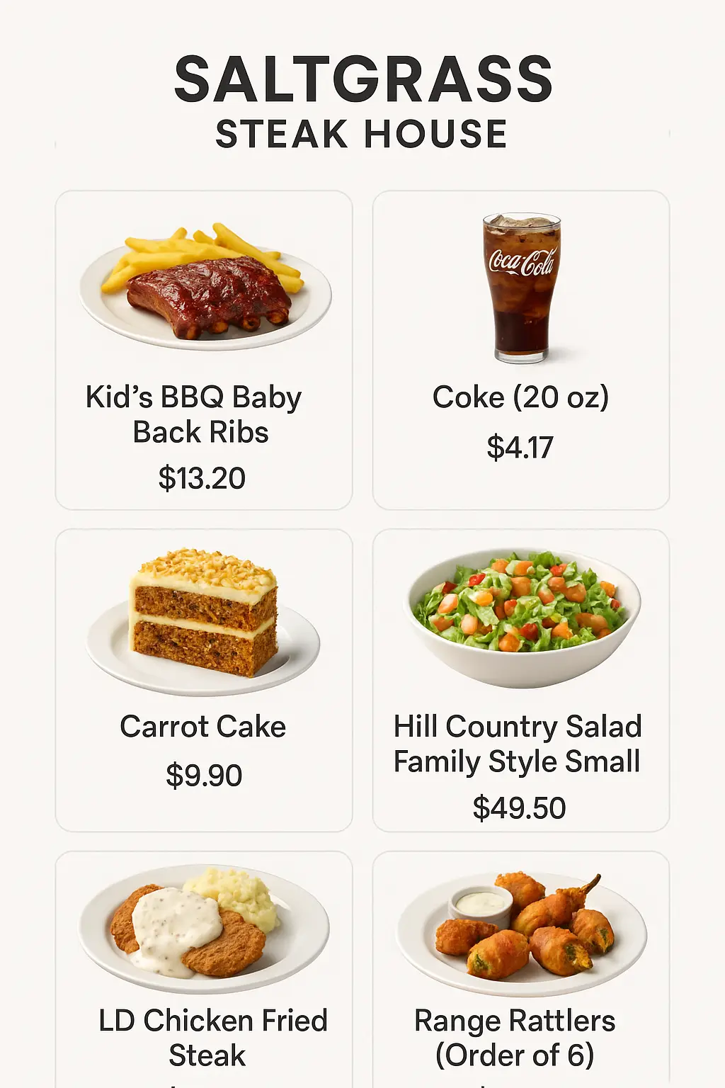 Saltgrass Steak House Menu Prices - PriceListo