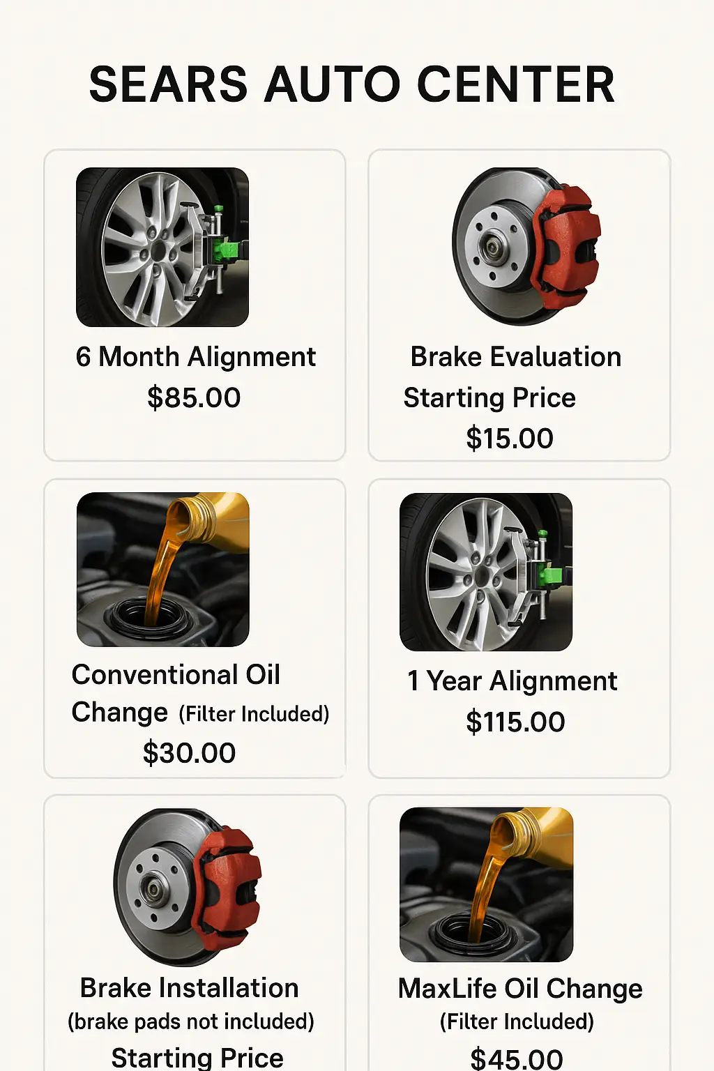 Sears Auto Center Prices - PriceListo