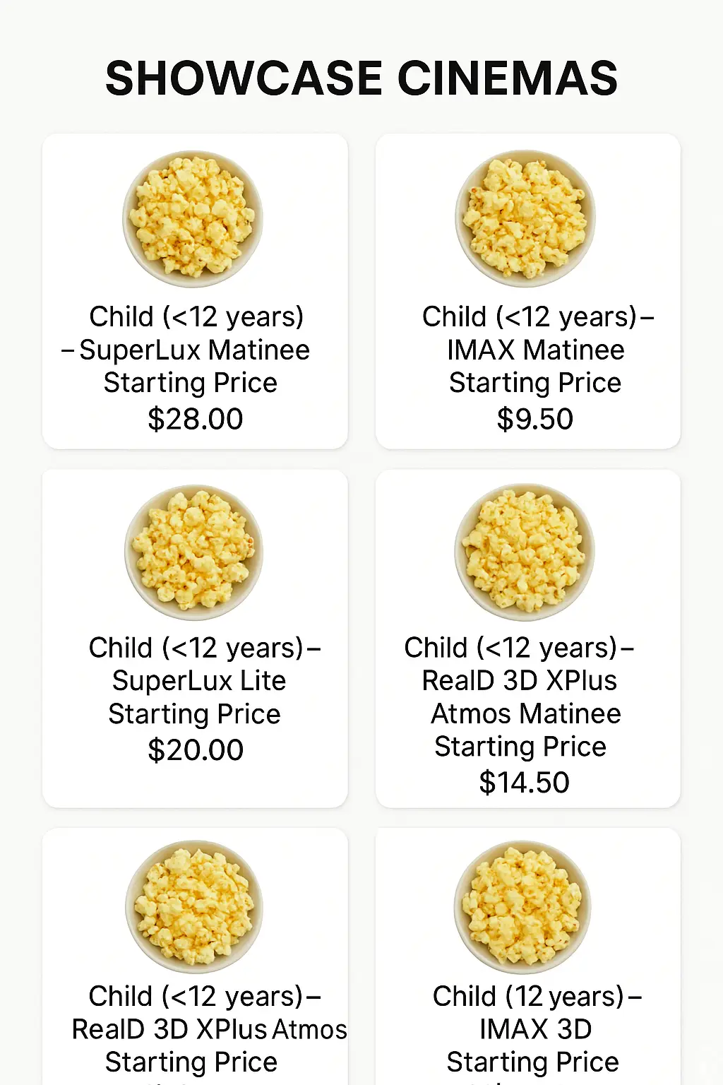 Showcase Cinemas Ticket Prices - PriceListo