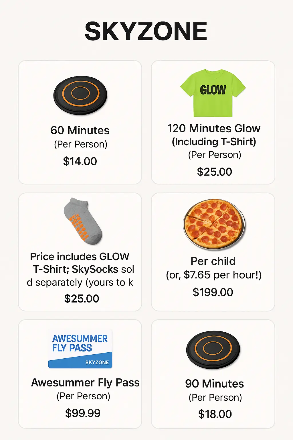 Skyzone Prices - PriceListo