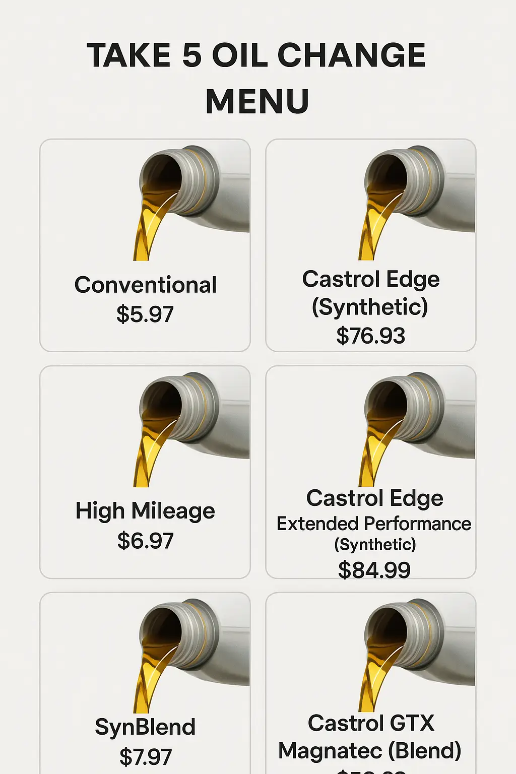Take 5 Oil Change Prices - PriceListo