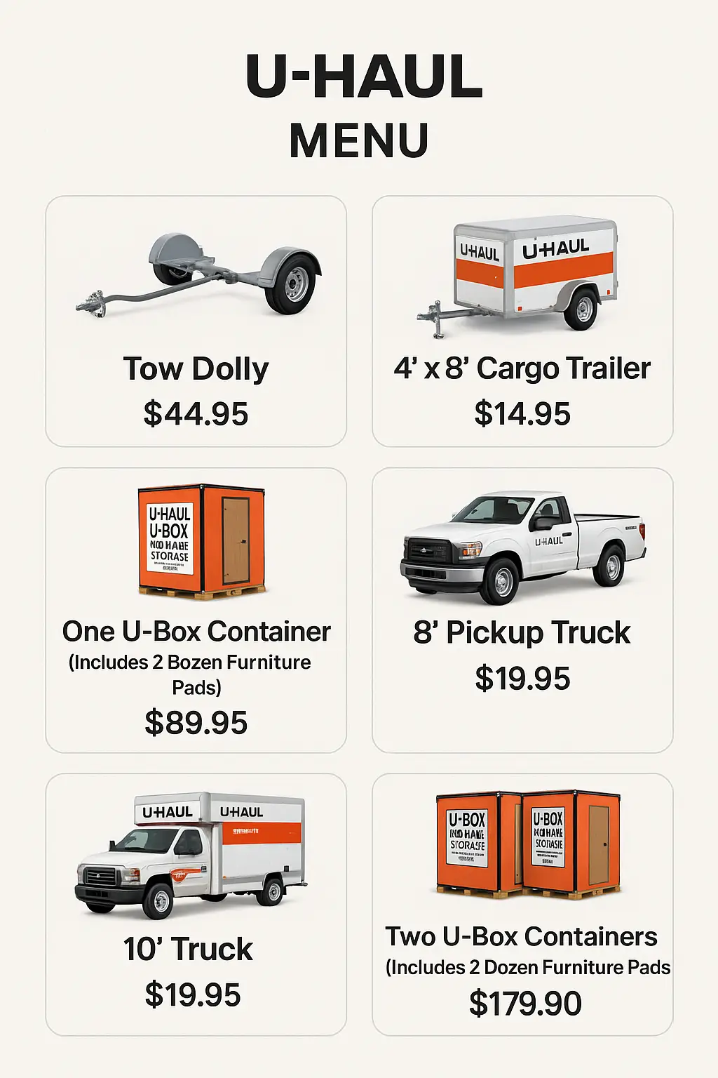 U-Haul Prices - PriceListo