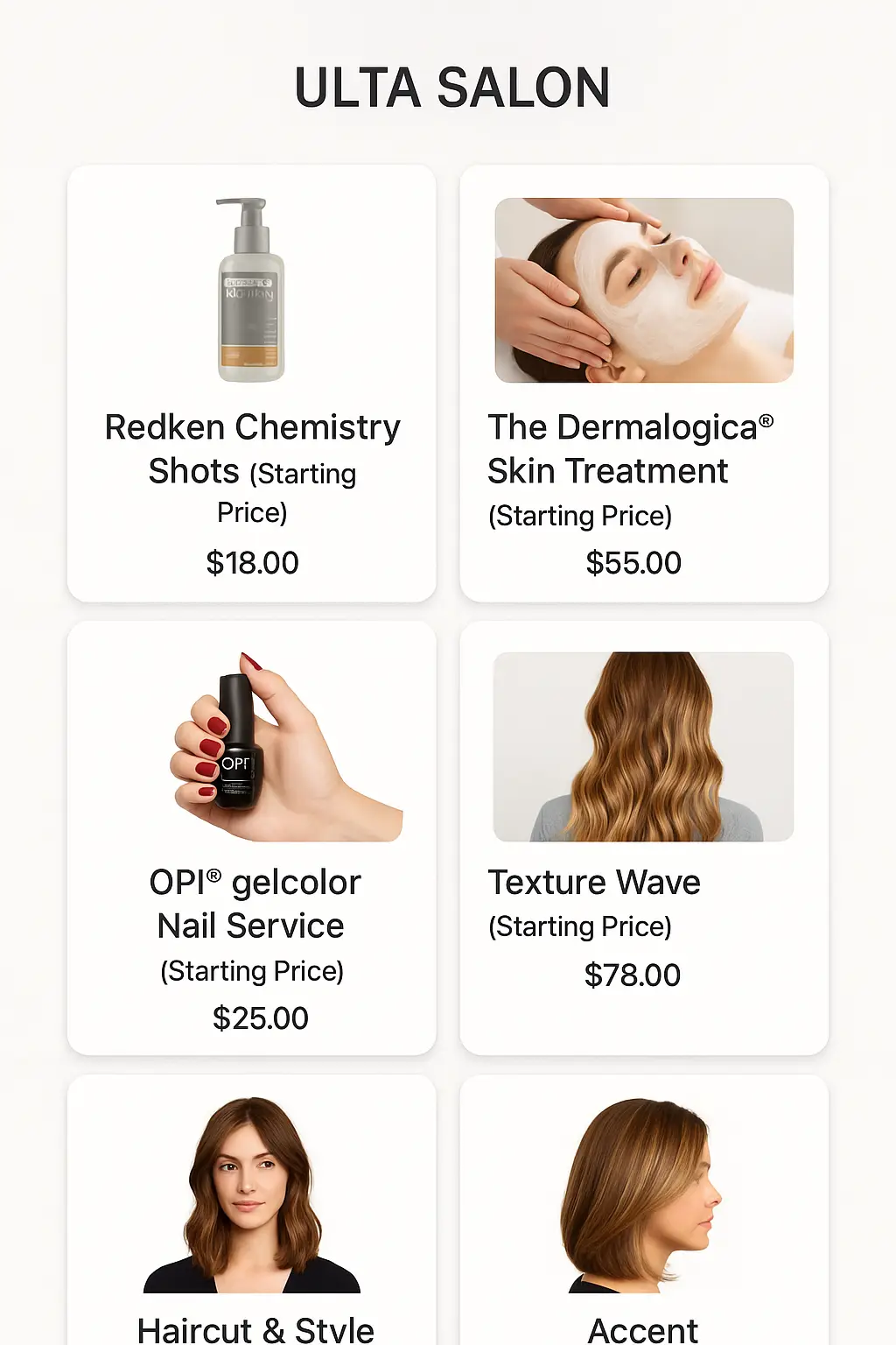 Ulta Salon Prices - PriceListo