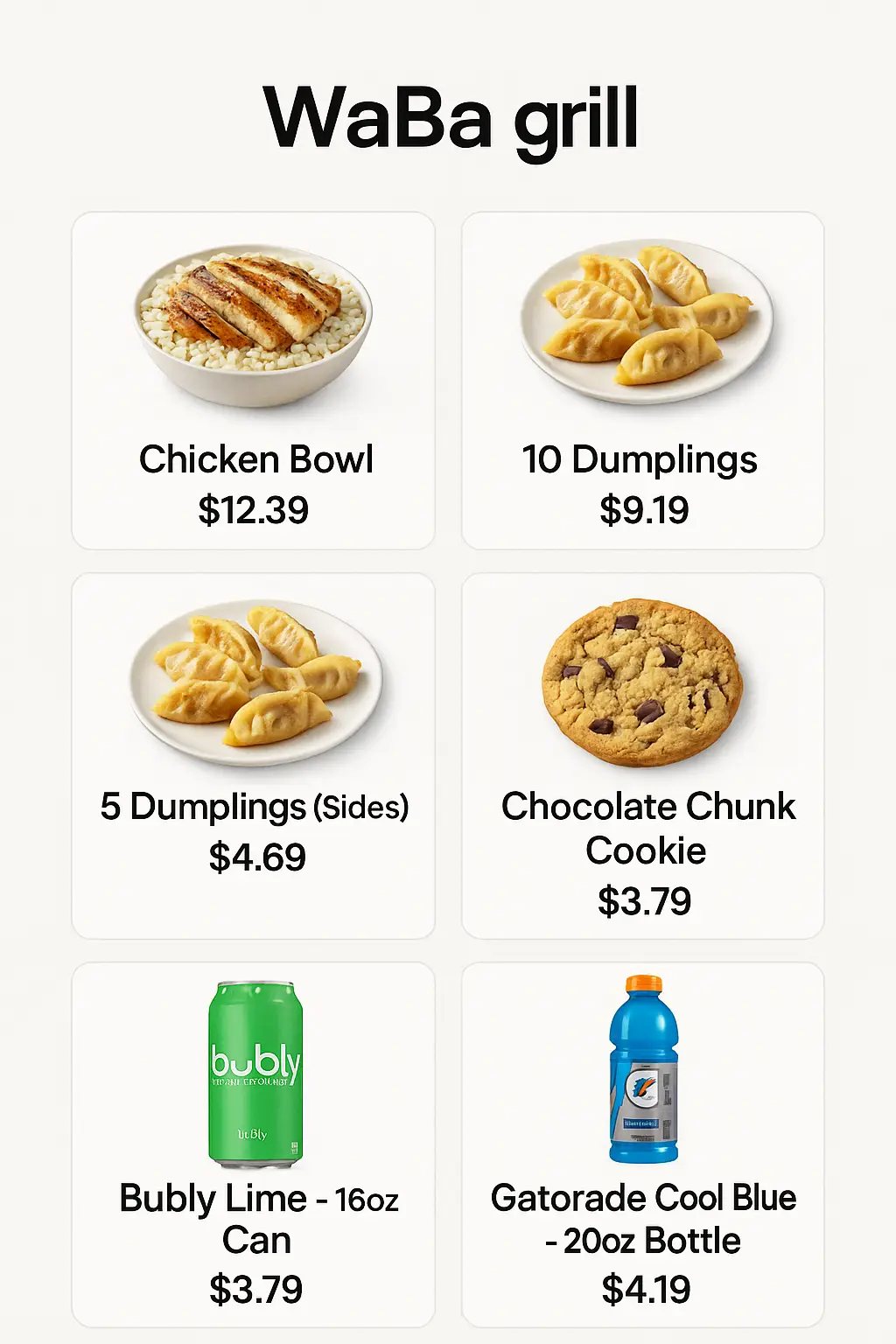 WaBa Grill Menu Prices - PriceListo